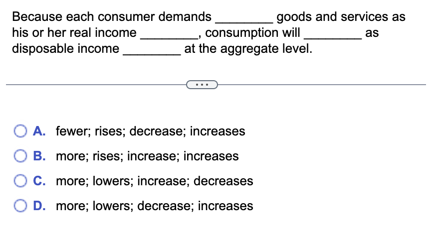 Solved Because each consumer demands goods and services as | Chegg.com