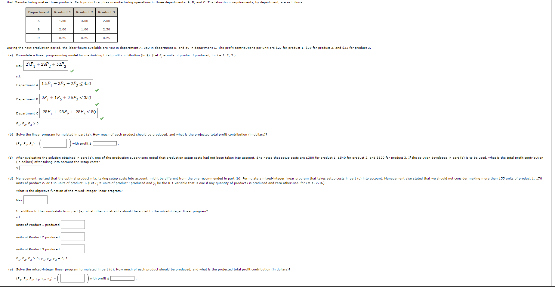 Solved (a) ﻿Formulate a linear programming model for | Chegg.com