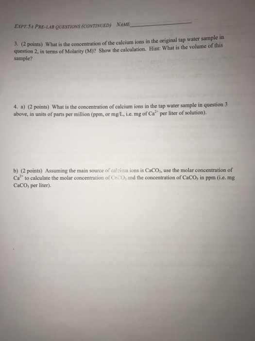 Solved Section: Name: PRE-LABORATORY QUESTIONS, ExPT. 5A | Chegg.com