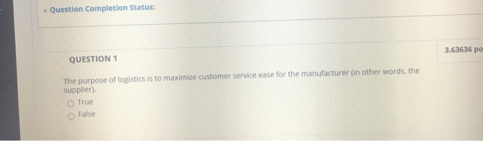 Solved w Question Completion Status: 3.63636 po QUESTION The | Chegg.com