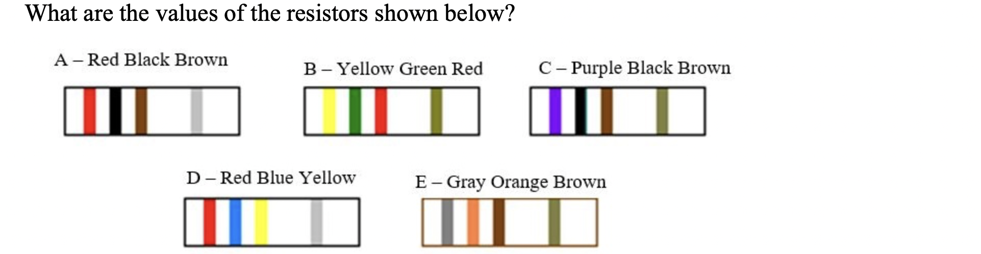Solved What are the values of the resistors shown below? | Chegg.com