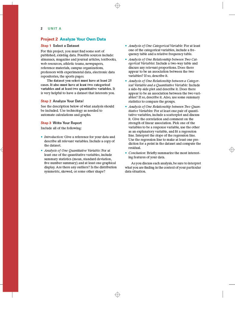 Project 2 Analyze Your Own Data Step 1 Select a | Chegg.com