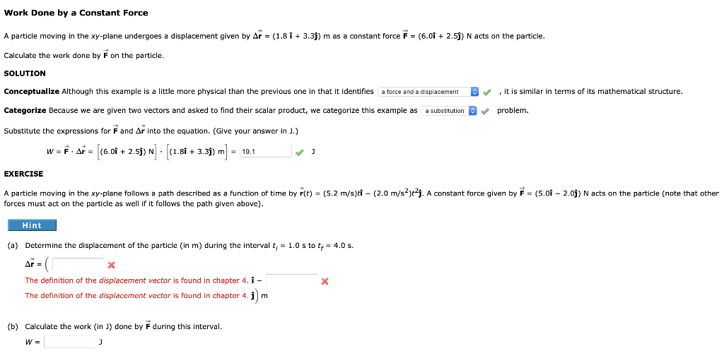 Solved Work Done by a Constant Force A particle moving in | Chegg.com