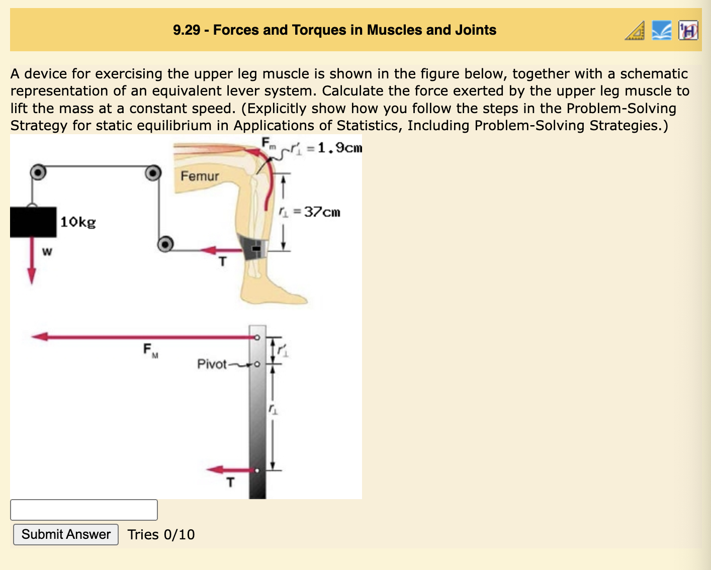 Solved 9.29 - Forces and Torques in Muscles and Joints A | Chegg.com