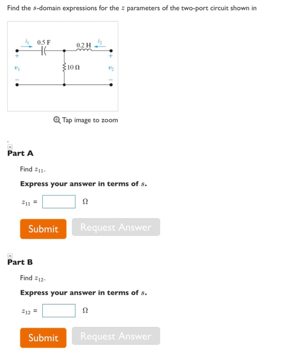 Solved Find the s-domain expressions for the z parameters of | Chegg.com