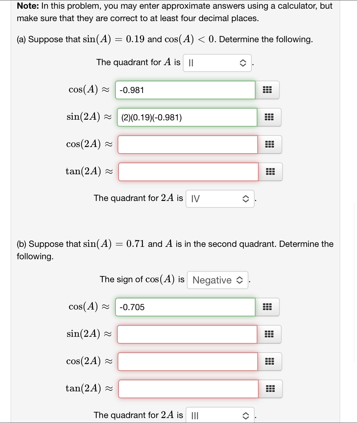 Solved Note: In this problem, you may enter approximate | Chegg.com