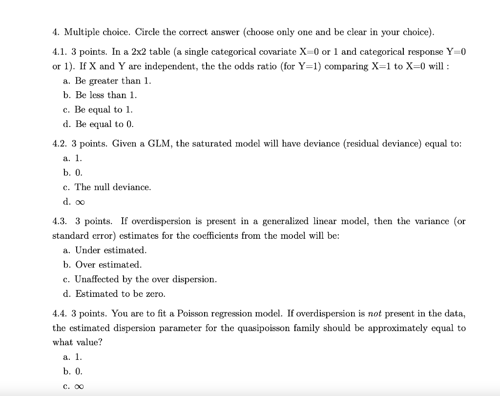 Solved 4. Multiple choice. Circle the correct answer (choose | Chegg.com