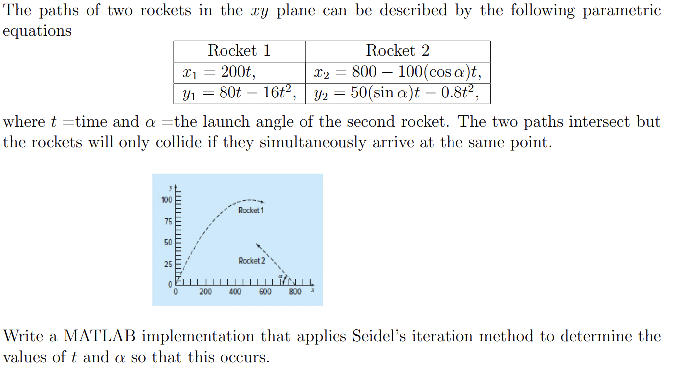 Solved The Paths Of Two Rockets In The Xy plane Can Be