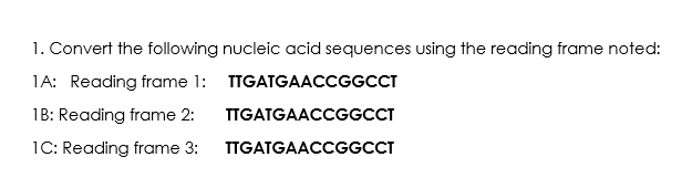Solved 1. ﻿Convert the following nucleic acid sequences | Chegg.com