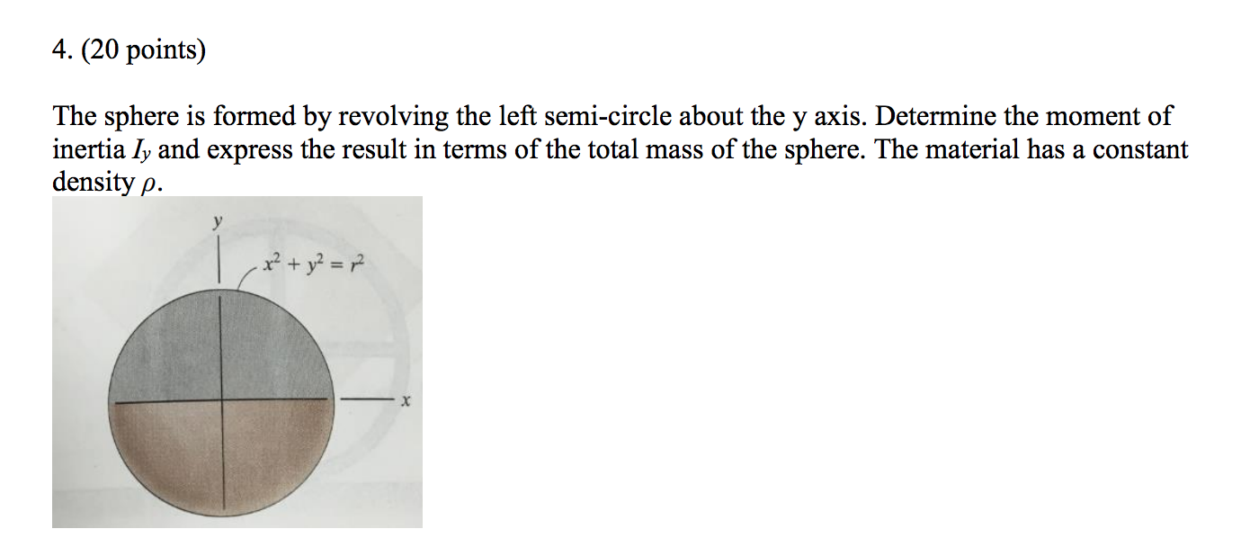 Solved 4. (20 points) The sphere is formed by revolving the | Chegg.com