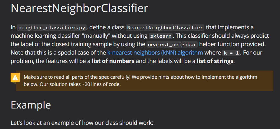 Solved NearestNeighborClassifier In neighbor_classifier.py, | Chegg.com