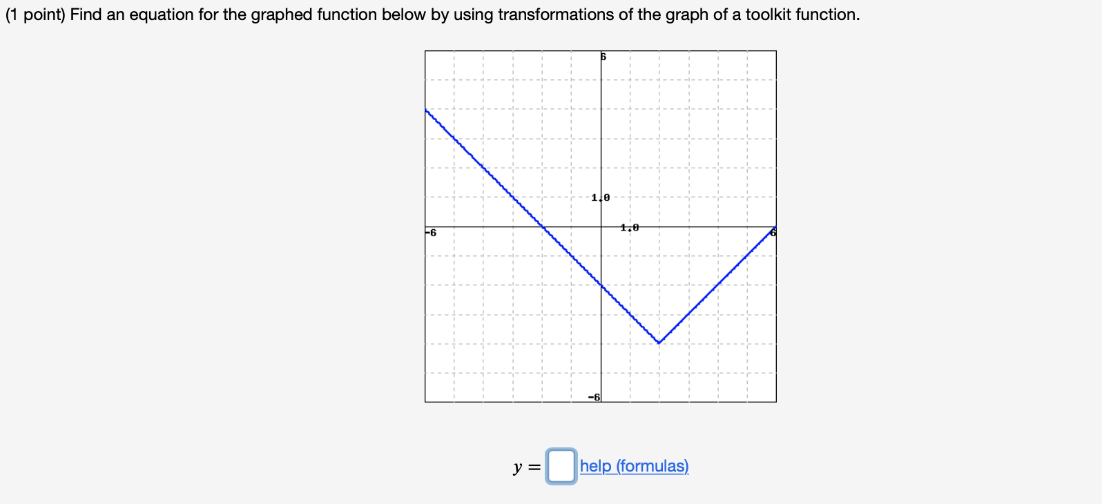 Solved (1 point) Find an equation for the graphed function | Chegg.com