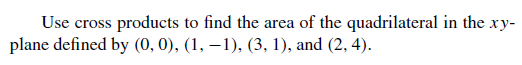 Solved Use cross products to find the area of the | Chegg.com