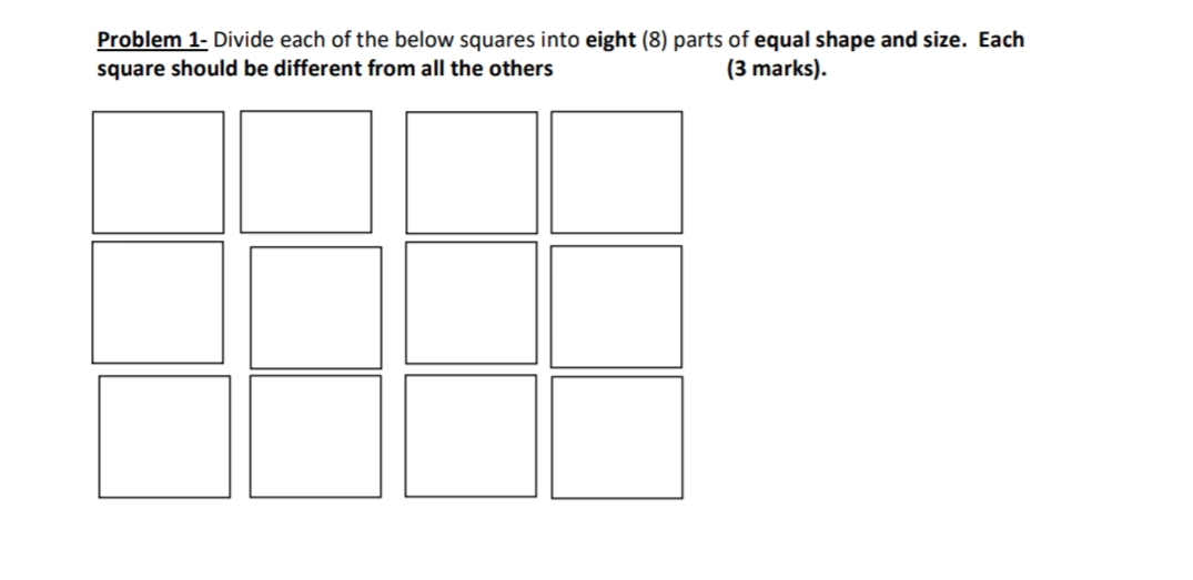 Solved Problem 1. Divide each of the below squares into | Chegg.com