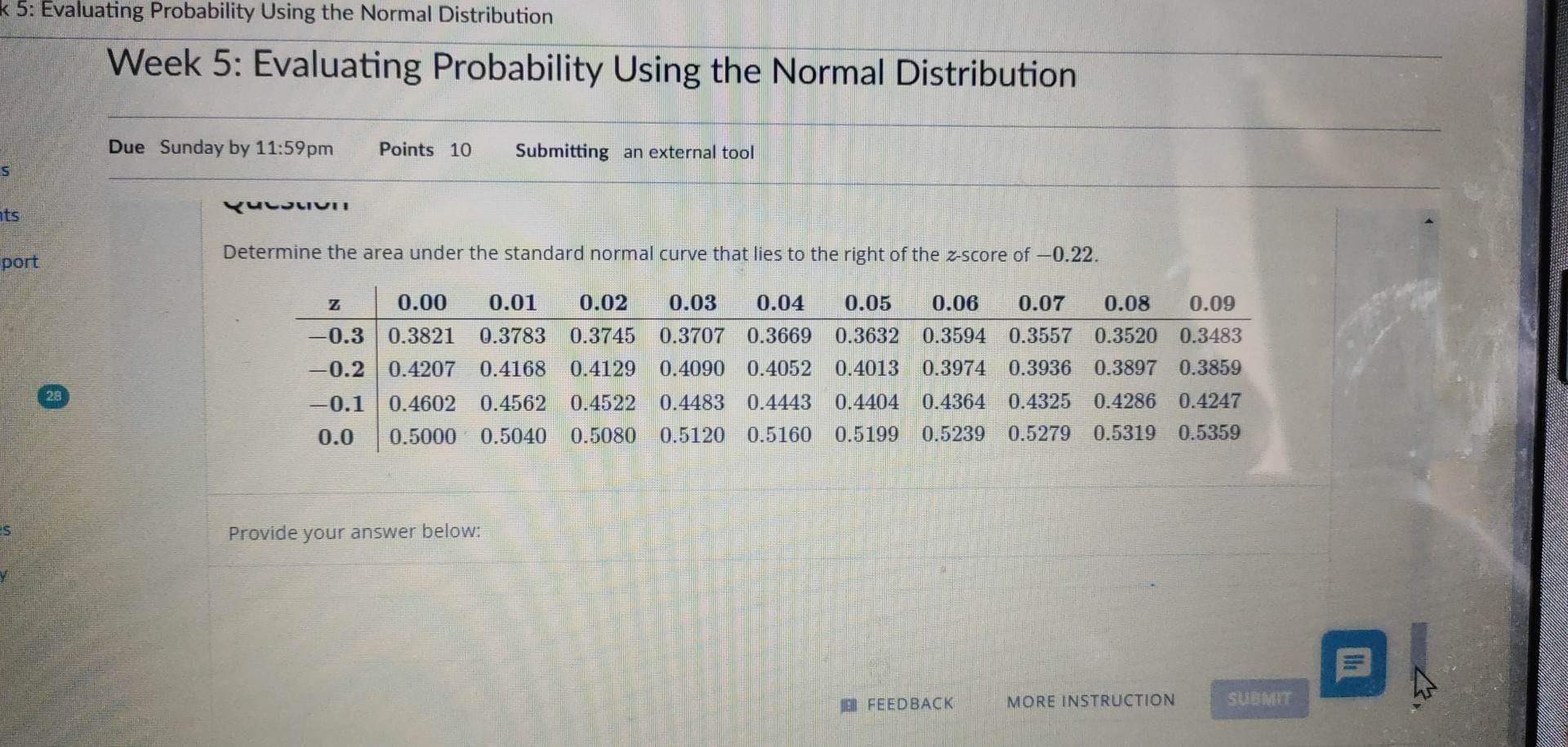 Solved Week 5: Evaluating Probability Using the Normal | Chegg.com
