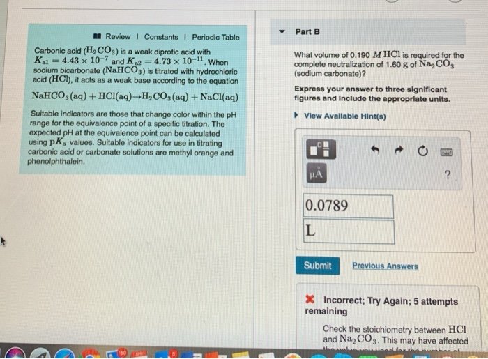 Solved Part B ㎜ Review Constants l Periodic Table Carbonic | Chegg.com