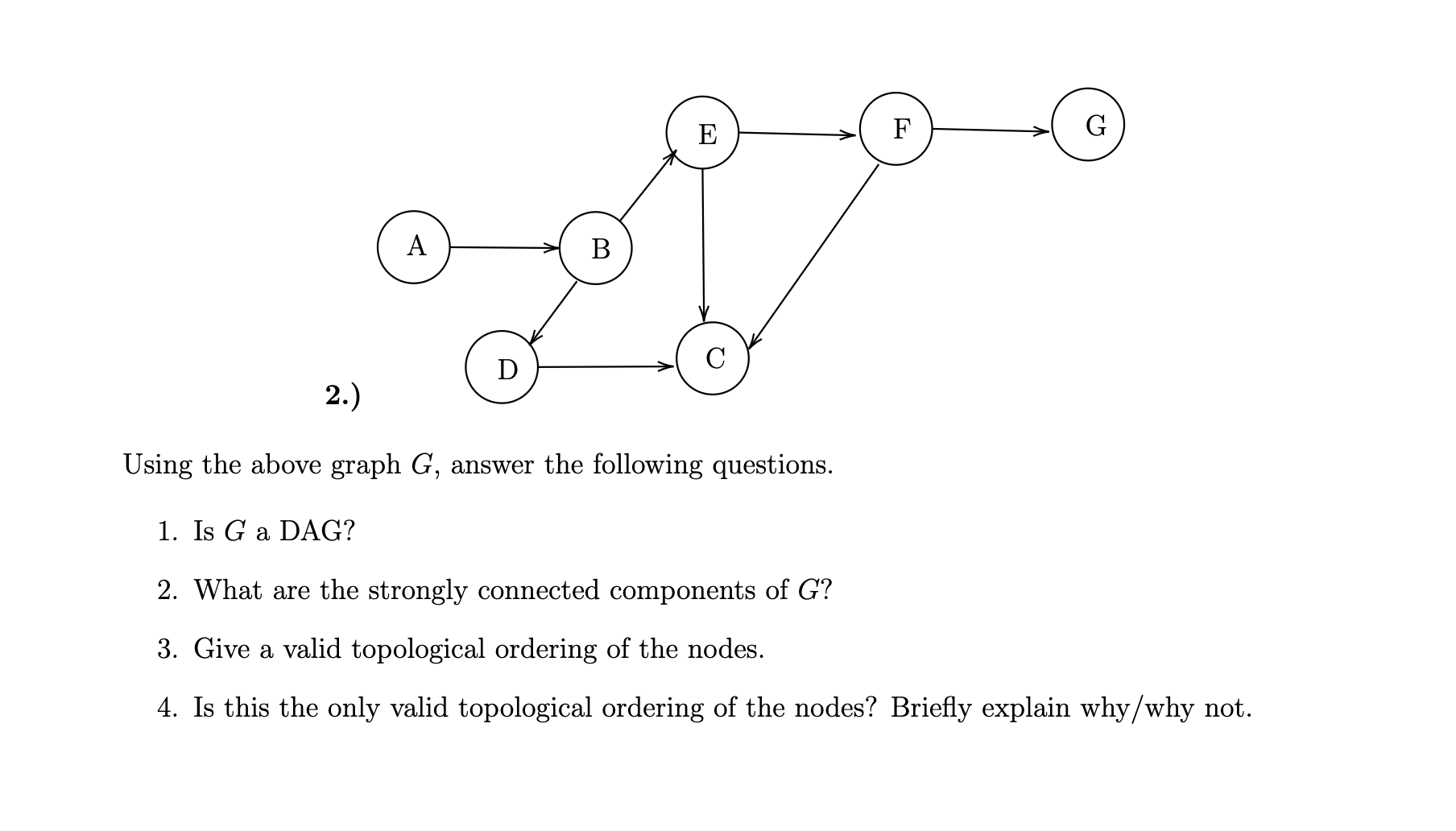 Solved Using the above graph G, answer the following | Chegg.com