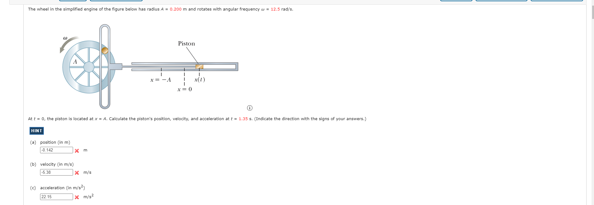 Solved The wheel in the simplified engine of the figure | Chegg.com