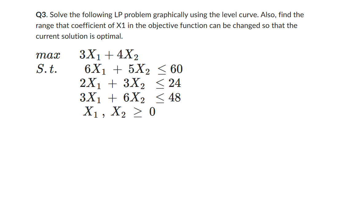 Solved Q3. ﻿Solve the following LP problem graphically using | Chegg.com