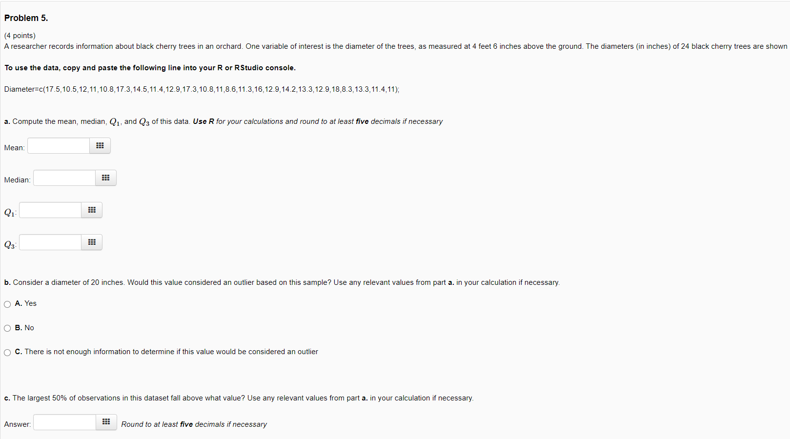 Solved Problem 5. (4 points) A researcher records | Chegg.com