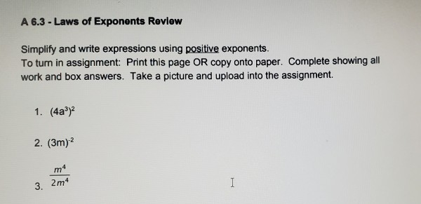Solved 2 m -4 7. (2m-4)3 8. a*b . (2a4b)3 A 6.3 - Laws of | Chegg.com