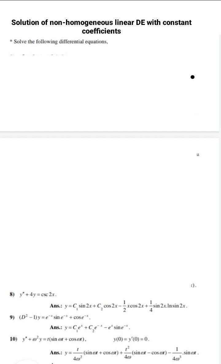 Solved Solution of non-homogeneous linear DE with constant | Chegg.com