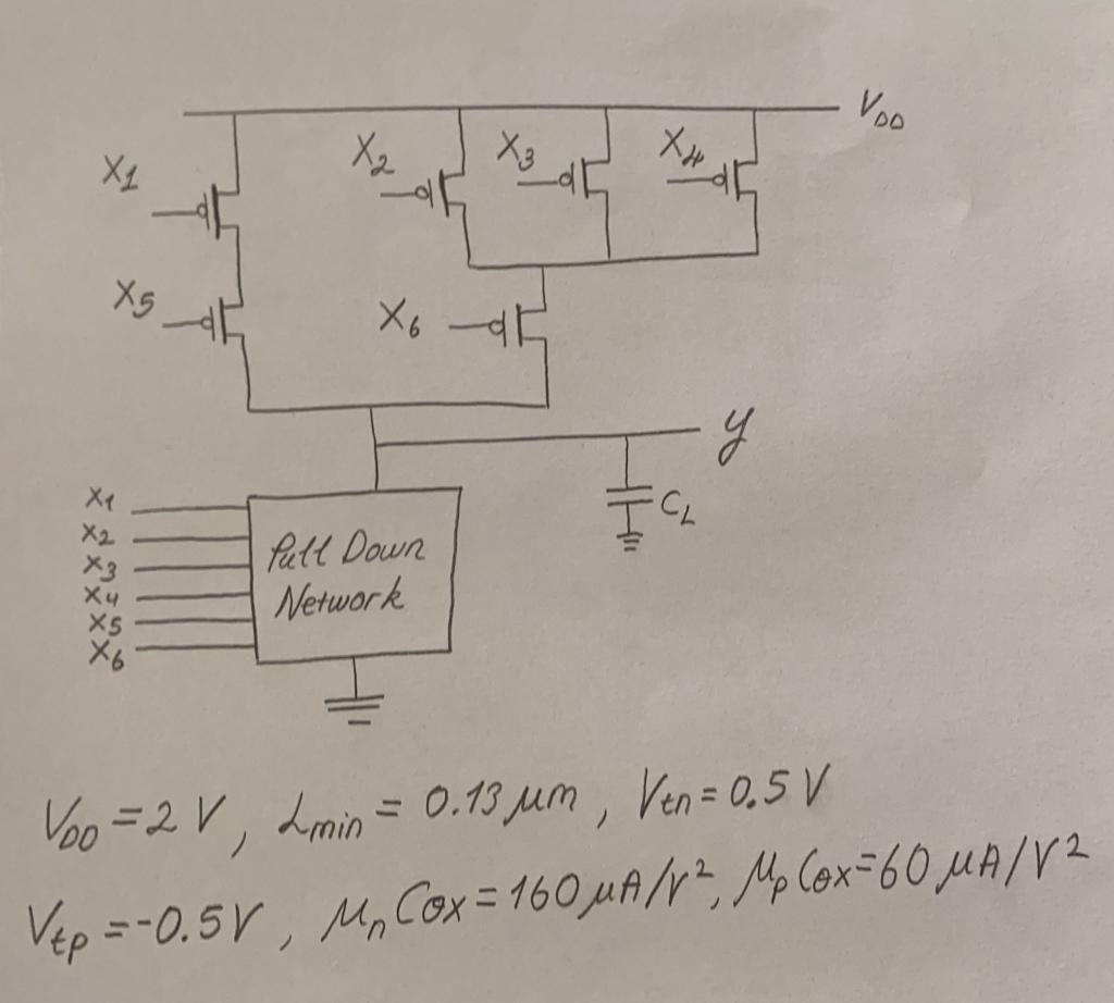 Solved Assume the following CMOS circuit is given with the | Chegg.com