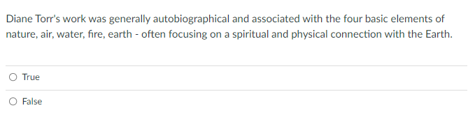 Solved Diane Torr's work was generally autobiographical and | Chegg.com