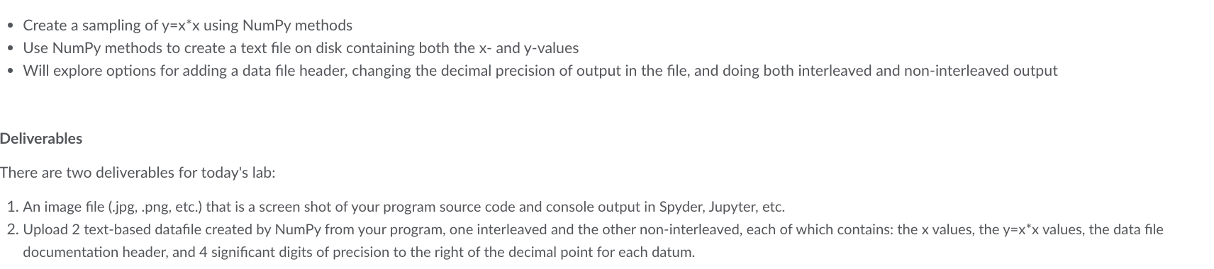 Solved - Create a sampling of y=x∗x using NumPy methods - | Chegg.com Solved - Create a sampling of y=x∗x using NumPy methods - | Chegg.com