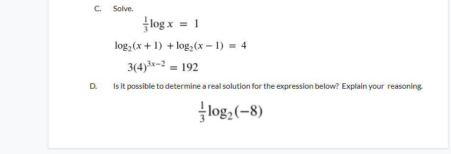 Solved 1.A Graph the following Logarithmic Function. Show | Chegg.com