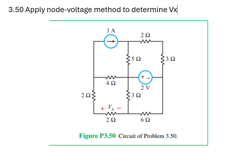 Solved 3.50 ﻿Apply node-voltage method to determine VxFigure | Chegg.com