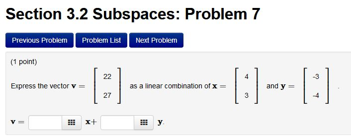 Solved Section 3.2 Subspaces: Problem 7 Previous Problem | Chegg.com