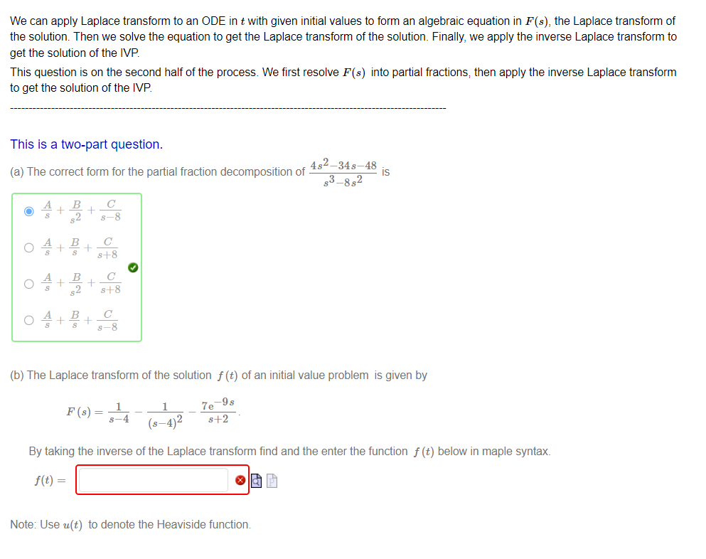 Solved We can apply Laplace transform to an ODE in t with | Chegg.com