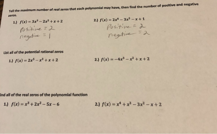 Solved Tell the maximum number of real zeros that each | Chegg.com