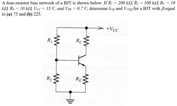 Solved A four-resistor bias network of a BJT is shown below. | Chegg.com