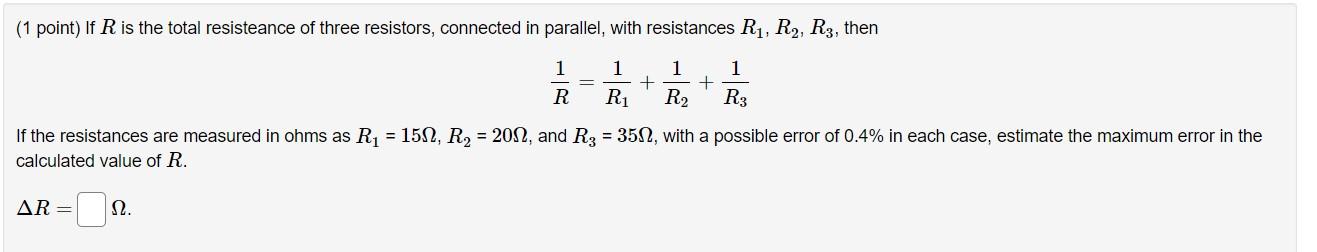 Solved If RR is the total resisteance of three resistors, | Chegg.com