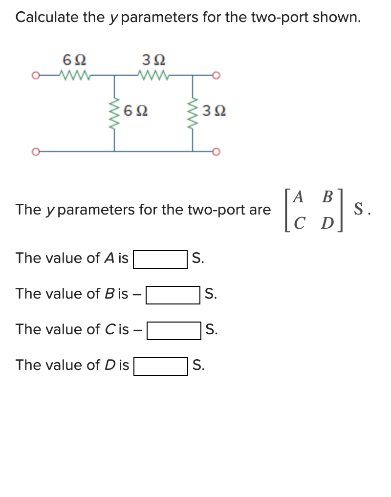Solved Calculate the y parameters for the two-port shown. | Chegg.com