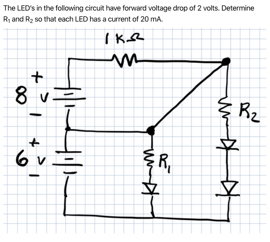 Solved The LED's in the following circuit have forward | Chegg.com