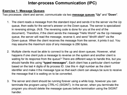 Inter-process Communication (IPC) Exercise 1: Message | Chegg.com