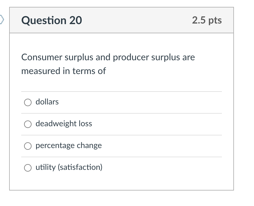 Solved Question 20 2.5 pts Consumer surplus and producer | Chegg.com