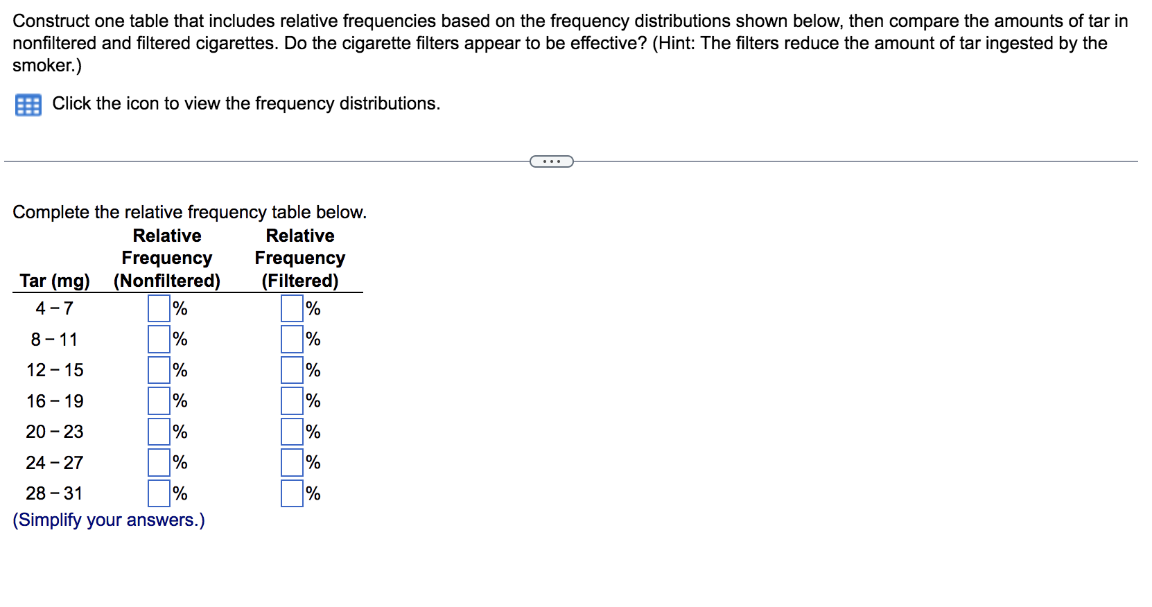 Construct one table that includes relative | Chegg.com