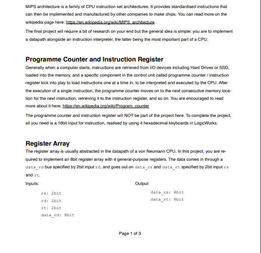 Solved MIPS architecture is a family of CPU instruction set | Chegg.com