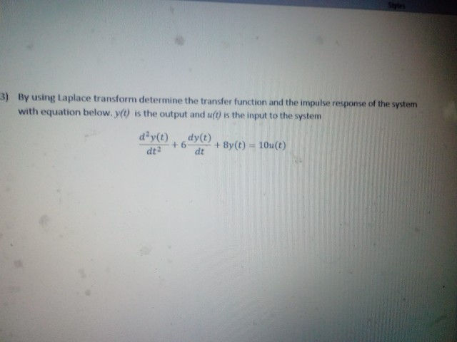 Solved 8) By using Laplace transform determine the transfer | Chegg.com