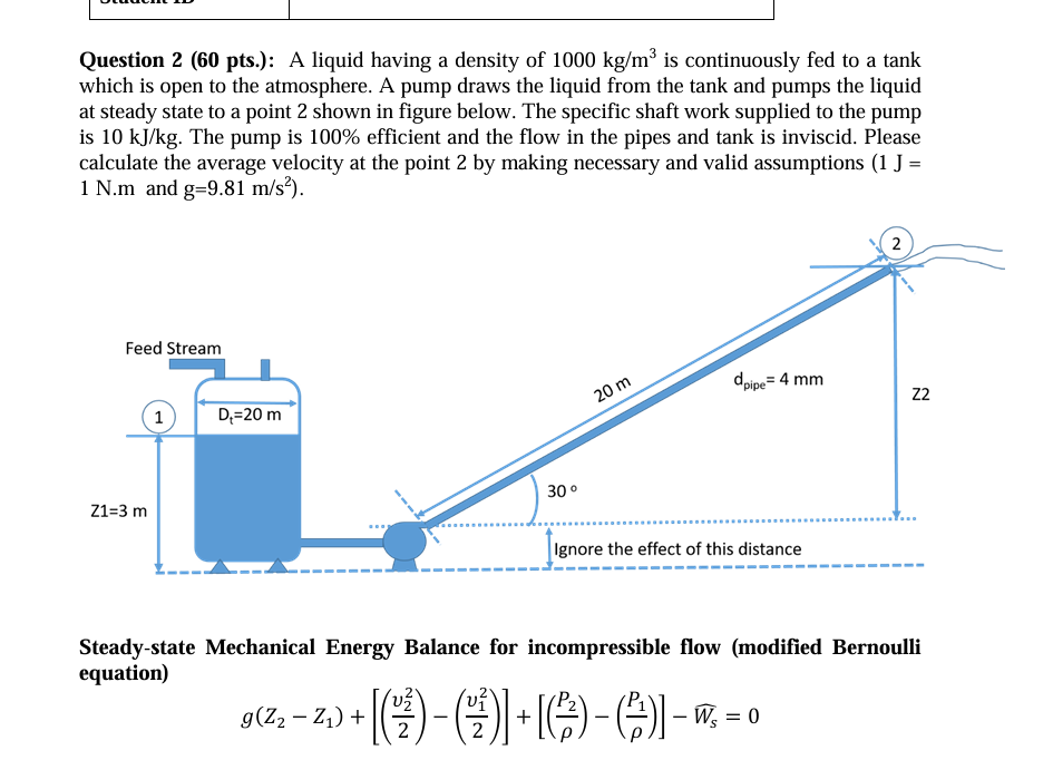 Solved Steady-state Mechanical Energy Balance for | Chegg.com