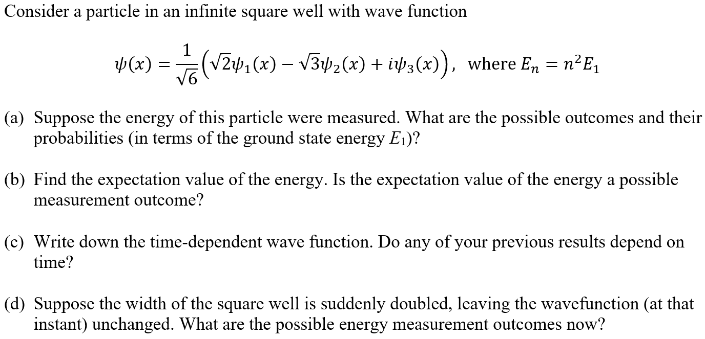 Solved Consider a particle in an infinite square well with | Chegg.com