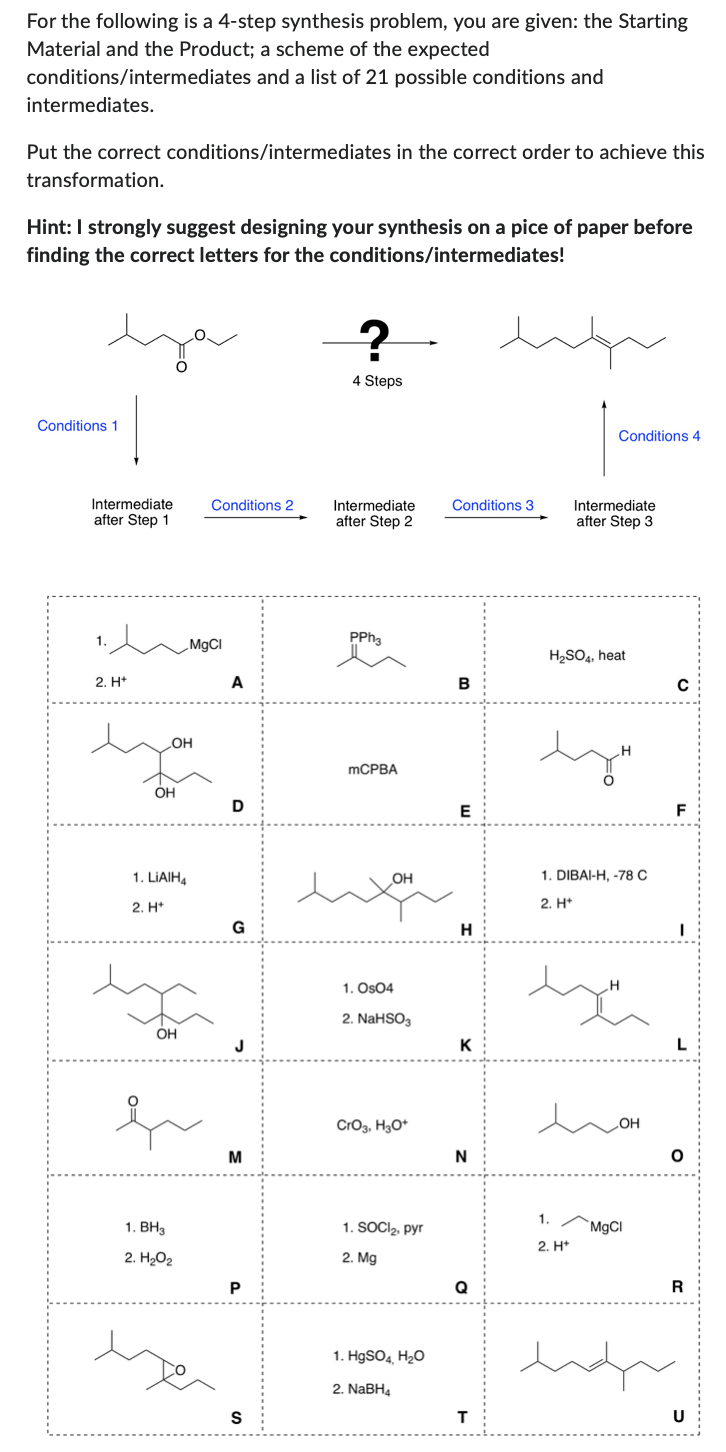 Solved For the following is a 4-step synthesis problem, you | Chegg.com