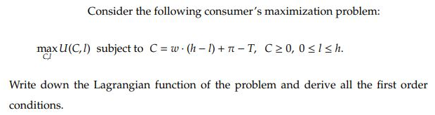 Solved Consider the following consumer's maximization | Chegg.com