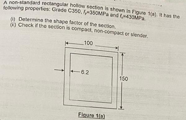 Solved A non-standard rectangular hollow section is shown in | Chegg.com