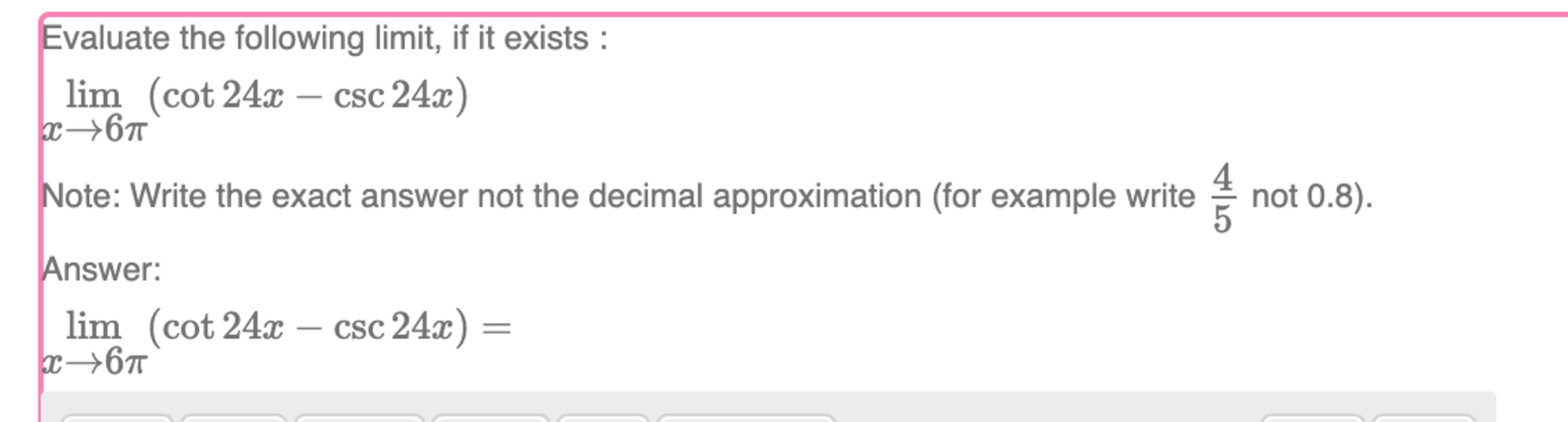 Solved Evaluate the following limit, ﻿if it exists | Chegg.com