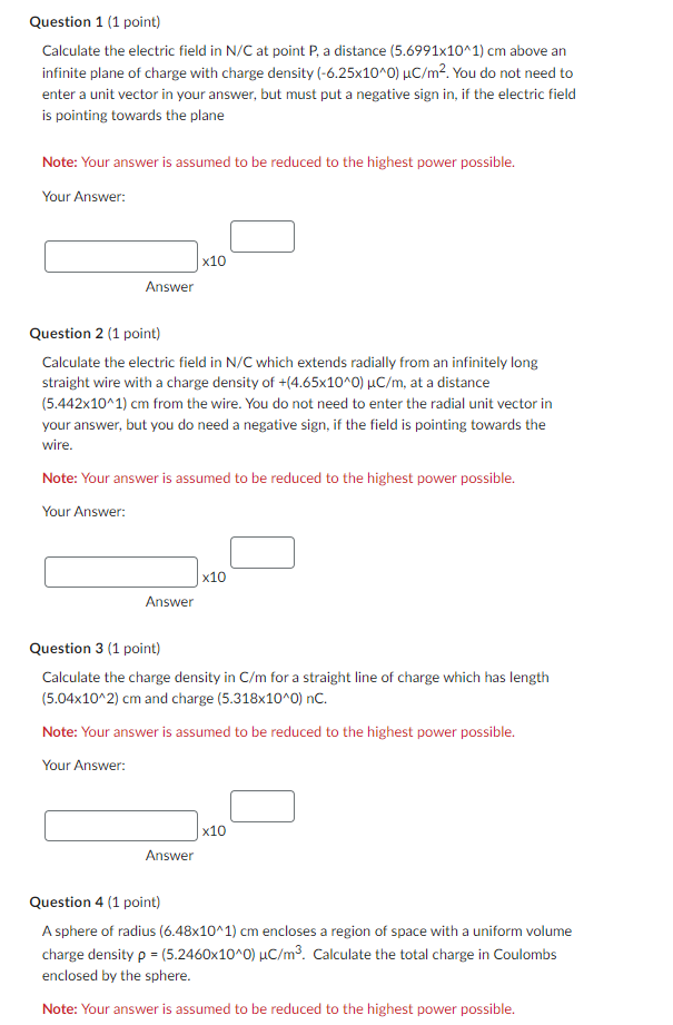 Solved Question 1 (1 point) Calculate the electric field in | Chegg.com